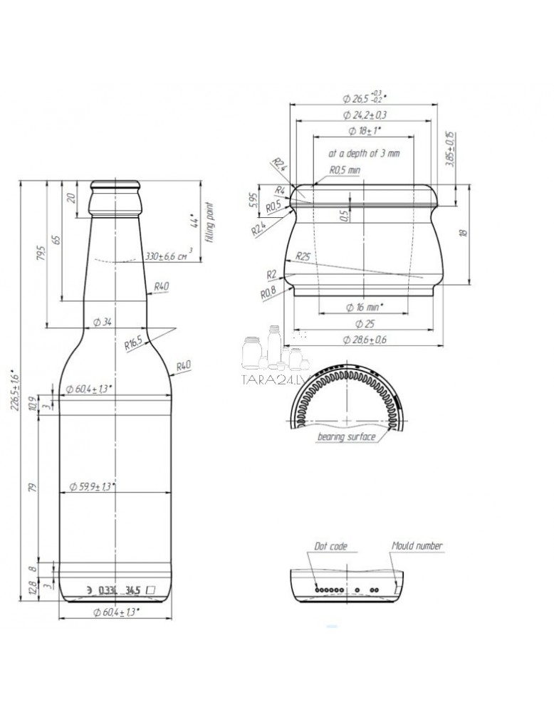 330ml brown glass beer bottle, longneck