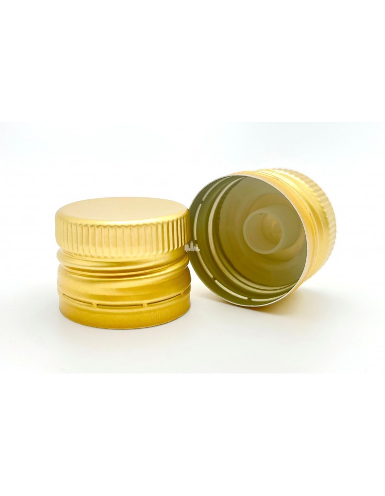 Aluminum screw cap, pre-threaded 31.5x24mm with oil dispenser, gold color